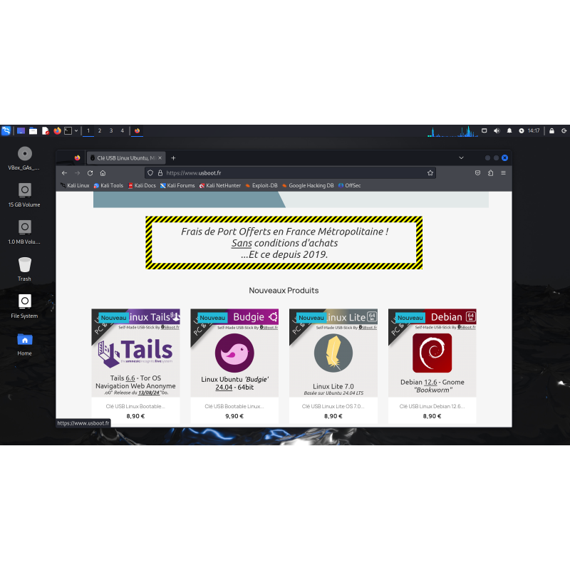 Clé USB Préparée Bootable de Kali Linux Live 2024.2