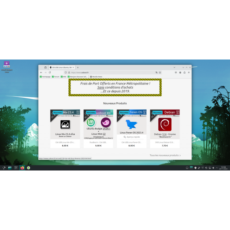 DVD Préparé Bootable de Linux Manjaro 24.1