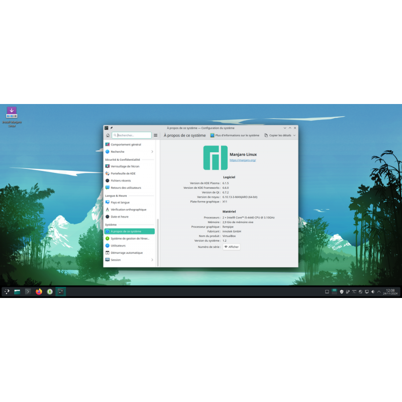 DVD Préparé Bootable de Linux Manjaro 24.1