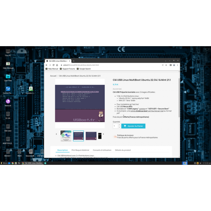 Clé USB Linux Lite OS 6.2